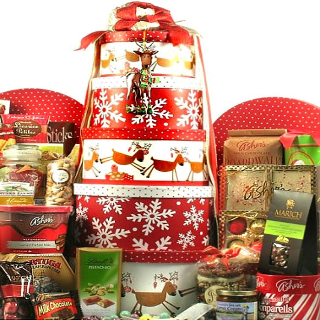 Prancing Reindeer Holiday Gift Tower