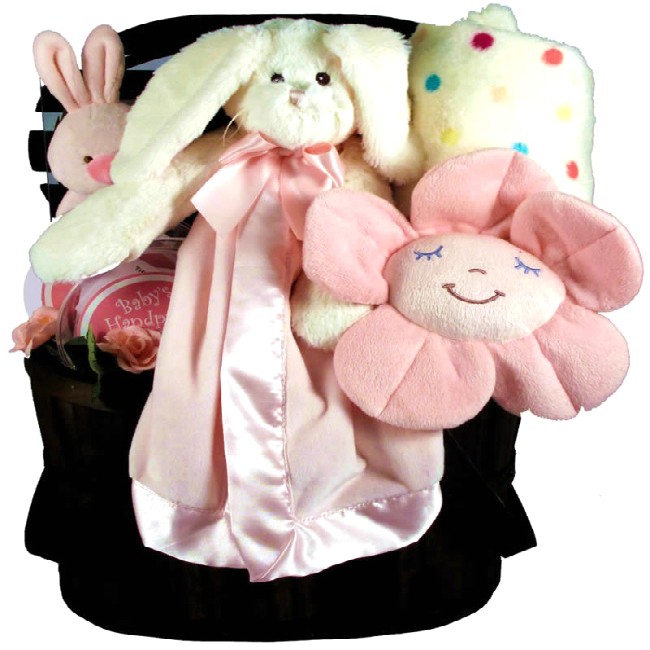 New Baby Girl Bunny-Themed Gift Basket